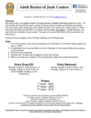 Fillable Online Adult Bucket of Junk Contest - Washington Town ...
