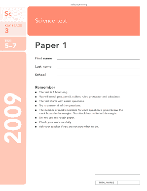 Fillable Online KS3 Science tests key stage 3 SATS free - Mathsmadeeasy ...