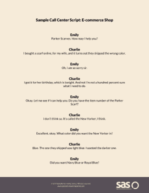 Fillable Online Sample Call Center Script - Ecommerce Fax Email Print ...