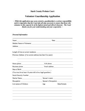 Fillable Online Volunteer Guardianship Application - Guardian Support ...