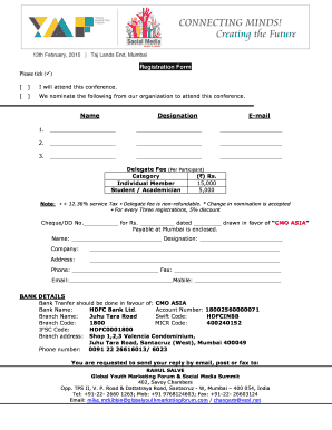 Fillable Online Registration Form Name Designation E-mail Fax Email ...