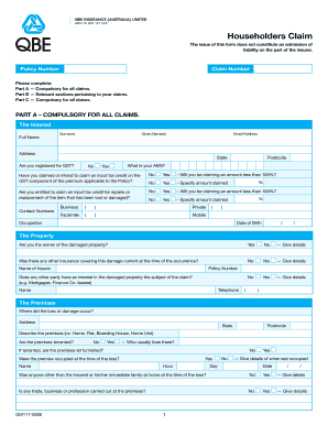 Fillable Online QBE INSURANCE (AUSTRALIA) LIMITED ABN 78 003 9 035 ...