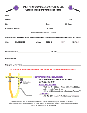 Fillable Online Fingerprinting Services LLC General Fingerprint ...