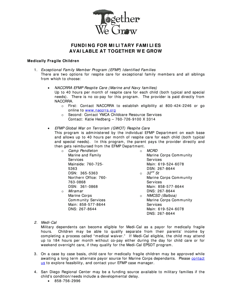 Fillable Online FUNDING FOR MILITARY FAMILIES Fax Email Print - pdfFiller
