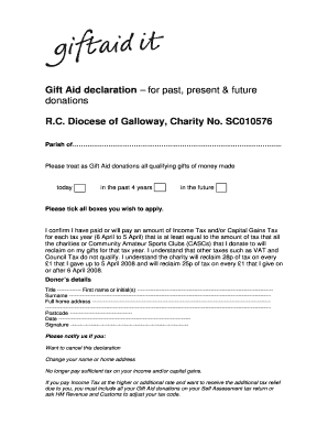 Fillable Online Gift Aid declaration for past, present & future ...