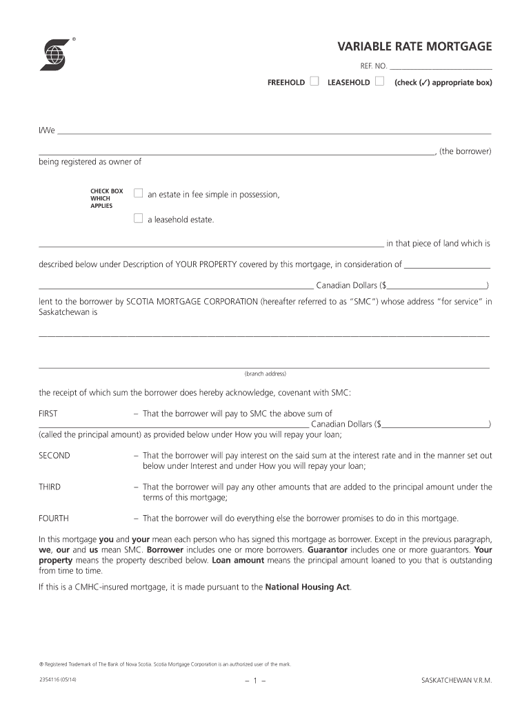 Fillable Online Variable Rate Mortgage Charge (2354116 - 05/14) PDF ...