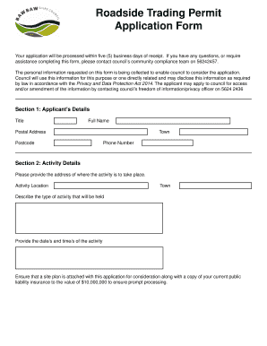 Fillable Online Roadside Trading Permit Application Form Fax Email ...