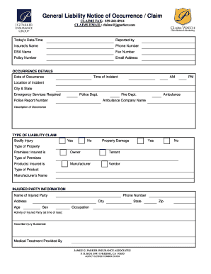 Fillable Online JGP Claims Liability Report Form Fax Email Print ...