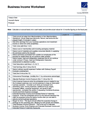 Fillable Online JGP CL Business Income Worksheet - James G Parker ...