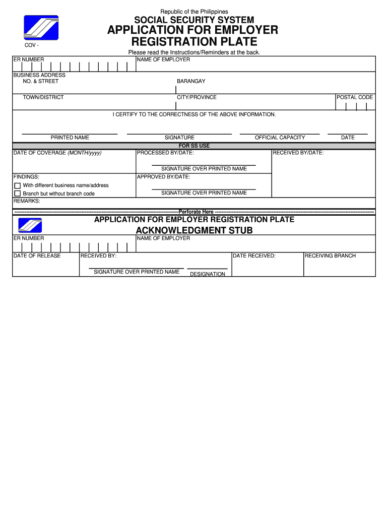 Sss Registration For Employer Form Fill Online Printable
