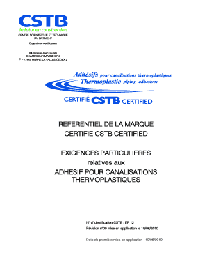 Fillable Online evaluation cstb REFERENTIEL DE LA MARQUE CERTIFIE CSTB ...