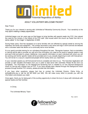 Fillable Online fcclifesalem ADULT VOLUNTEER WELCOME PACKET ...