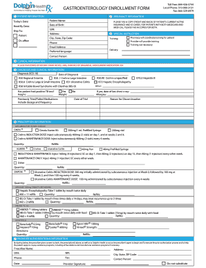 Fillable Online GASTROENTEROLOGY ENROLLMENT FORM - Dolphin Health Fax ...
