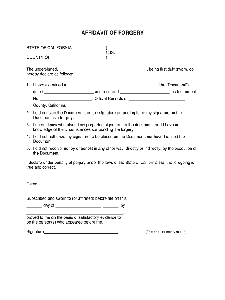 Fillable Online AFFIDAVIT OF FORGERY - Amerilink Escrow Fax Email Print ...