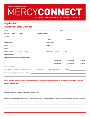 Fillable Online mercyworks org Volunteer Mercy Connect - mercyworks org ...