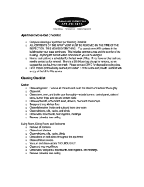 Fillable Online Apartment Move-Out Checklist Fax Email Print - pdfFiller