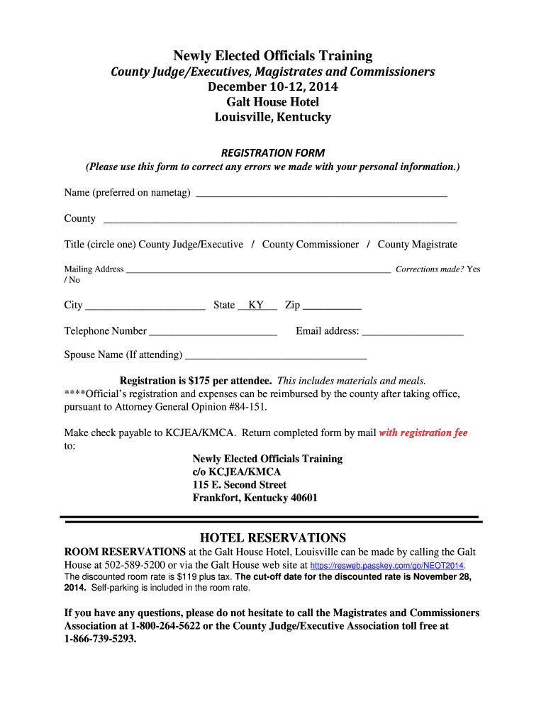 Fillable Online kcjea Newly Elected Officials Training - Kentucky ...