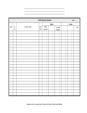 Fillable Online Cash Payments Journal Fax Email Print - pdfFiller