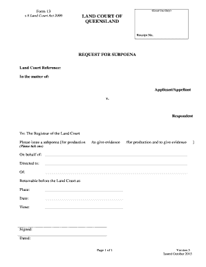 Fillable Online courts qld gov BForm 13b - bRequestb for subpoena PDF ...