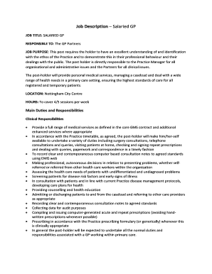 Fillable Online Job Description Salaried GP Fax Email Print - pdfFiller