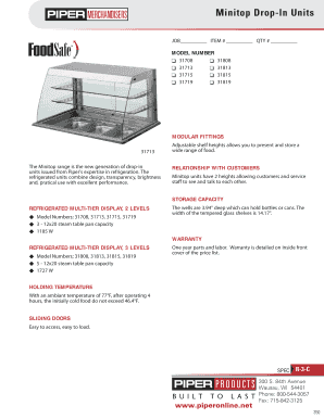 Fillable Online piperonline Minitop Drop-In Units - Piper Products Fax ...
