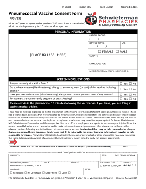 Fillable Online Pneumococcal Vaccine Consent Form Fax Email Print ...
