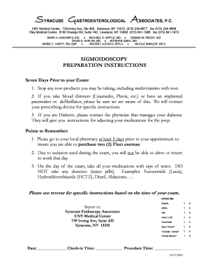 Fillable Online SIGMOIDOSCOPY PREPARATION INSTRUCTIONS Fax Email Print ...
