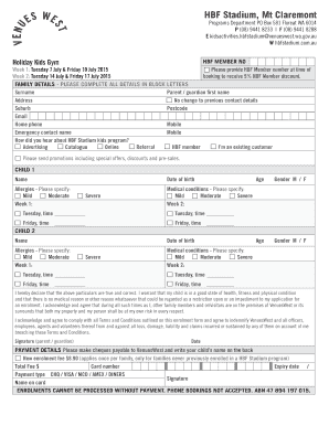 Fillable Online HBF Stadium Mt Claremont Fax Email Print - pdfFiller