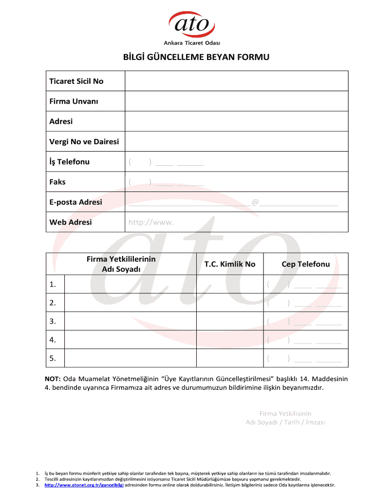 Fillable Online atonet org Ticaret Sicil No Fax Email Print - pdfFiller