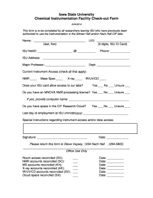 Fillable Online CIF Checkout Form - Chemical Instrumentation Facility ...