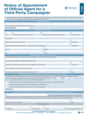 Fillable Online Notice of Appointment of Official Agent for a Third ...