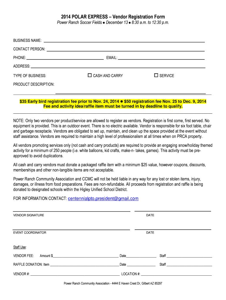 Fillable Online Vendor Registration bFormb - Evergreen Park amp Recreation District Fax Email ...