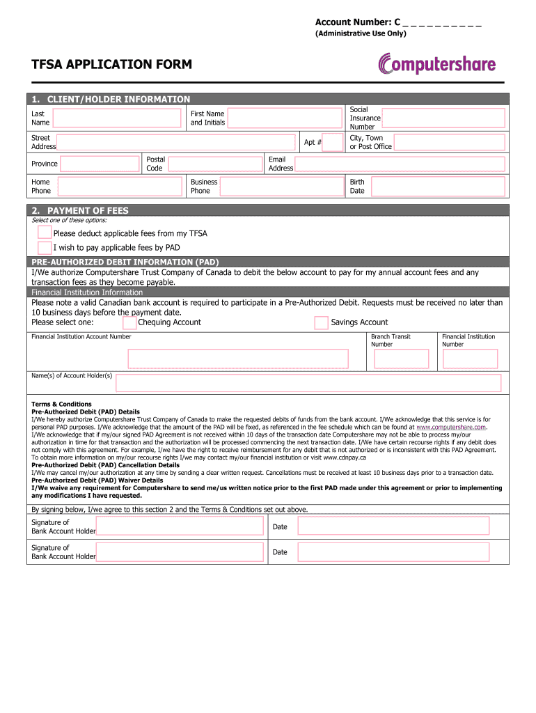 Fillable Online Application bFormb - Computershare Fax Email Print - pdfFiller