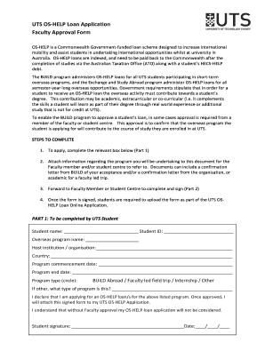 Fillable Online UTS OS-HELP bLoan Applicationb Faculty Approval Form ...