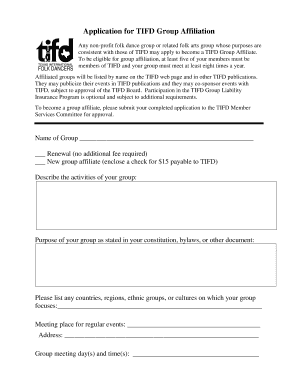 Fillable Online tifd Application for TIFD Group Affiliation (PDF) Fax ...