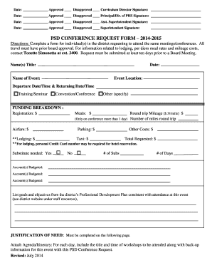 Fillable Online Psd conference request form 2014-2015 - Phillipsburg ...