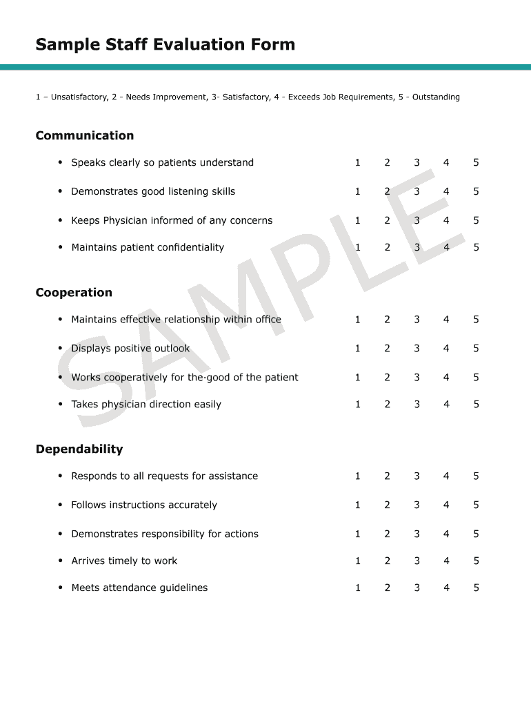 Fillable Online Sample Staff Evaluation Form Fax Email Print - pdfFiller
