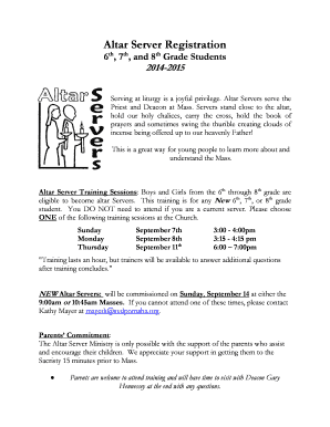 Fillable Online Altar Servers serve the Fax Email Print - pdfFiller