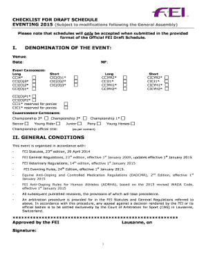 Fillable Online web eventingsa co CHECKLIST FOR DRAFT SCHEDULE EVENTING ...