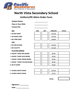 North Vista Secondary Uniform - Fill Online, Printable, Fillable, Blank ...