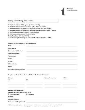 Ausfüllbar Online Antrag auf Erteilung einer eines - tuebingende Fax Email Drucken - pdfFiller