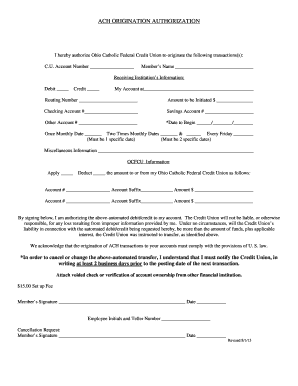 Fillable Online ACH Origination Form - Ohio Catholic Fax Email Print ...