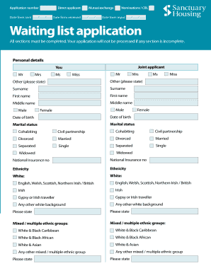 Fillable Online westpark co Waiting list application - West Park ...