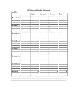 Fillable Online mainemedia MFA Credits Planning Worksheet Candidate - Maine Media ... Fax Email ...