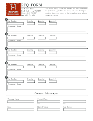 Fillable Online RFQ FORM - Hollywood Manufacturing Fax Email Print ...
