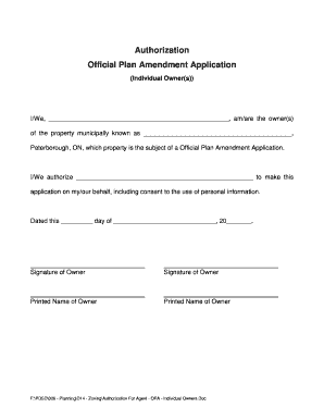 Fillable Online Authorization Official Plan Amendment Application Fax ...