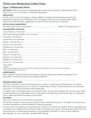 Fillable Online Tilmicosin Medicated Cattle Feed Tilmicosin medicated ...