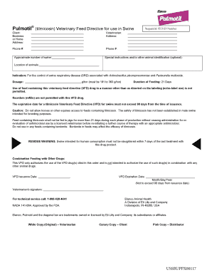 Pulmotil Veterinary Feed Directive for Swine - Fill Out, Sign & Share ...