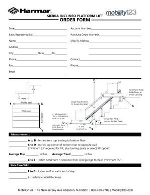 Fillable Online SIERRA INCLINED PLATFORM LIFT ORDER FORM Fax Email ...