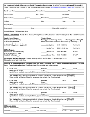 Fillable Online stignatiushickory St Ignatius Catholic Church-------Faith Formation Fax Email ...